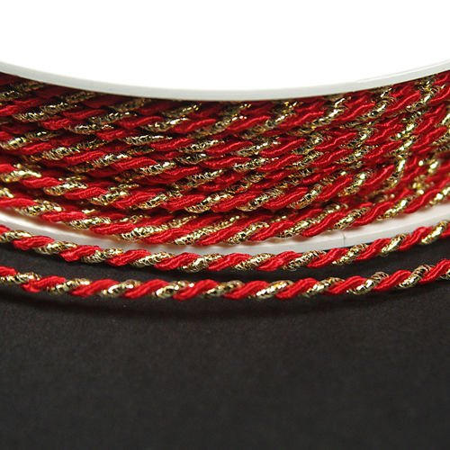 Twisted cord 2 mm, red and gold | Cords \ twisted \ 2 mm Soutache ...